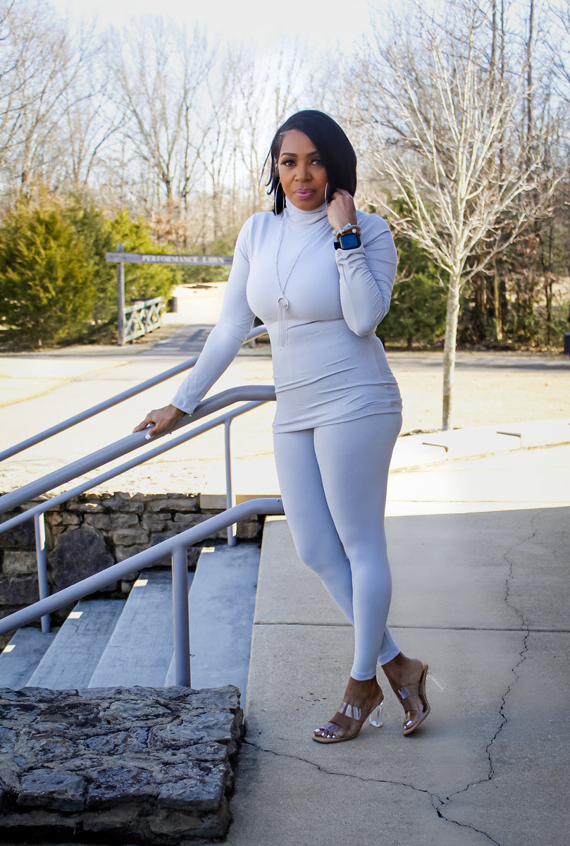 LT Grey Mock Neck Turtleneck Set – MiMi-Michelle Boutique