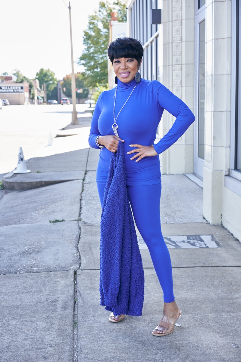 Bright Blue Mock Neck Turtleneck Set – MiMi-Michelle Boutique