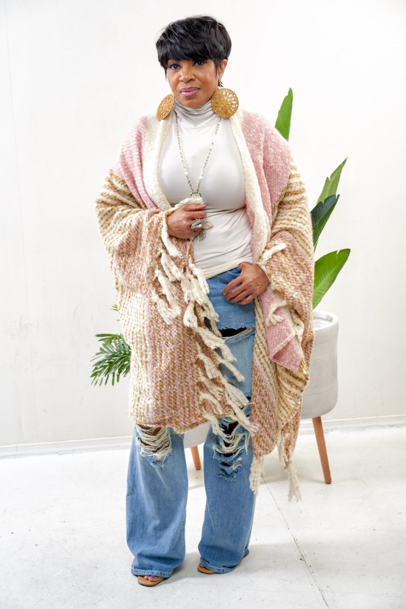 Pink and Tan Tassel Kimono – MiMi-Michelle Boutique